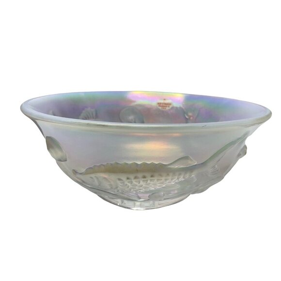 Fenton | Accents | Fenton Glass Frosted Iridescent Coy Fish Bowl Footed ...